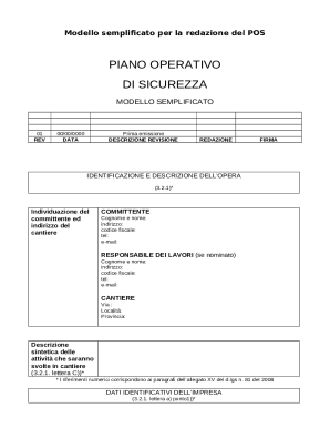 Semplificazione del piano operativo di sicurezza (POS) per i ... Doc ...