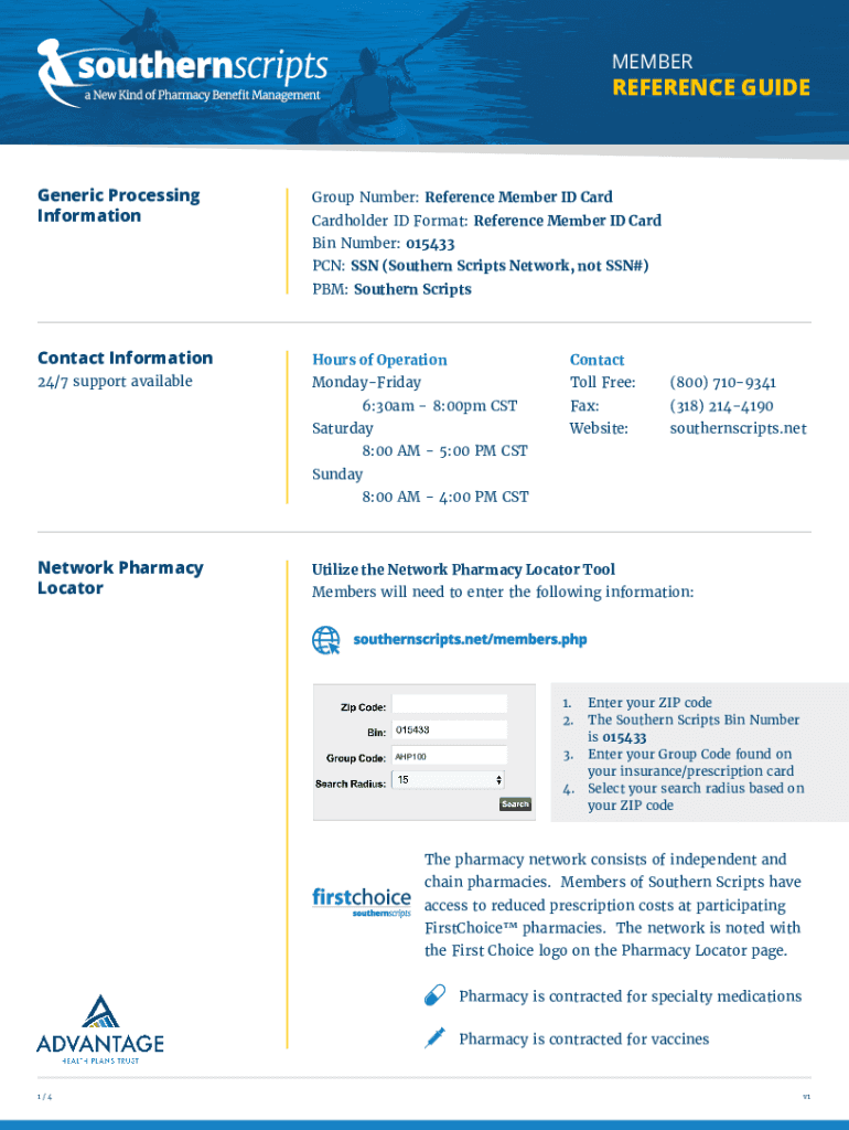 Fillable Online Southern Scripts Member Reference Guide Fax Email Print - pdfFiller