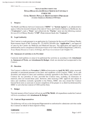 Fillable Online HHSC Contract No Fax Email Print - pdfFiller