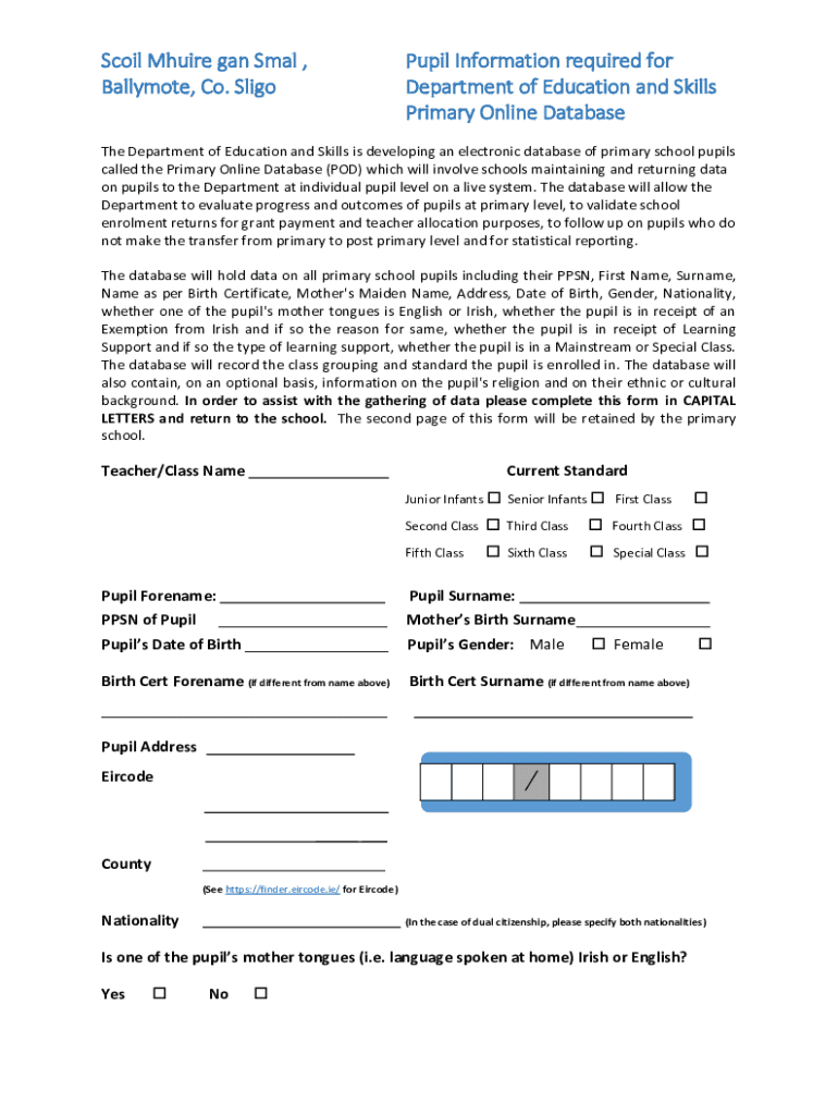 Fillable Online POD-Sample-data-collection-form-Mainstream-Schools.pdf ...