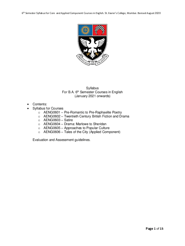 Fillable Online 6th Semester Syllabus for Core and Applied Component ...