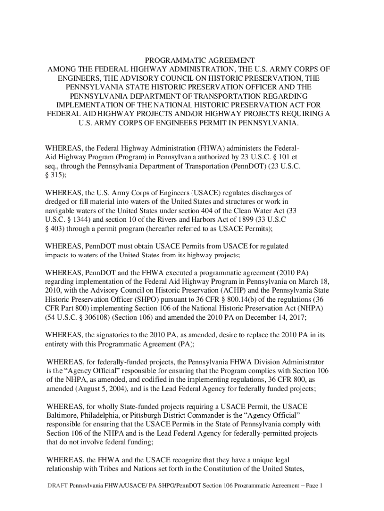 Fillable Online Programmatic Agreement Among the Federal Highway ... Fax Email Print - pdfFiller