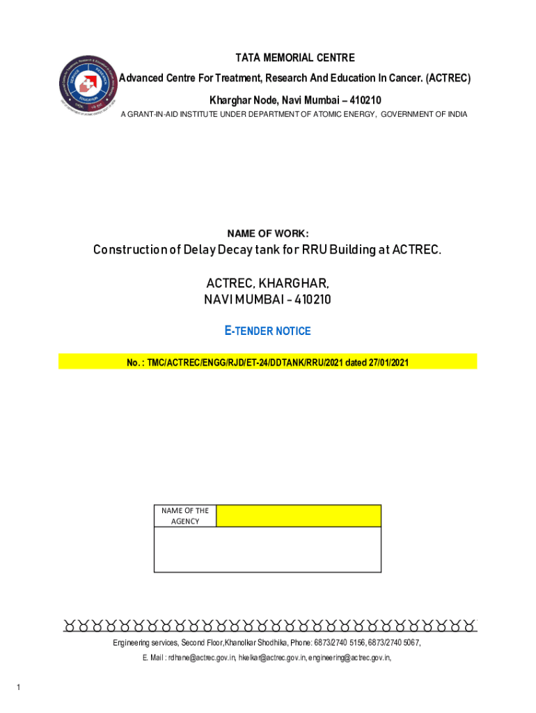 Fillable Online Construction of Delay Decay tank for RRU Building at ...