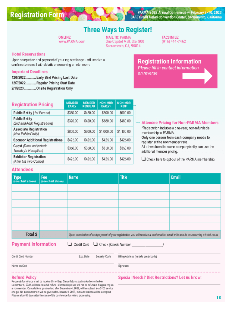 Fillable Online Registration Form - PARMA Fax Email Print - pdfFiller