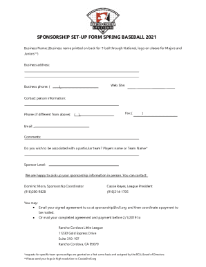Fillable Online RCLL 2021 Sponsorship Set up form Fax Email Print ...