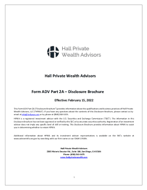 Fillable Online Form ADV Part 2A Firm Disclosure Brochure Item 1 Fax ...