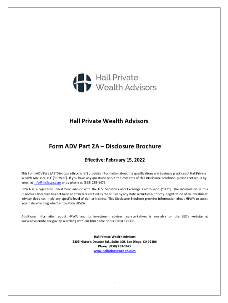 Fillable Online Form ADV Part 2A Firm Disclosure Brochure Item 1 Fax Email Print - pdfFiller