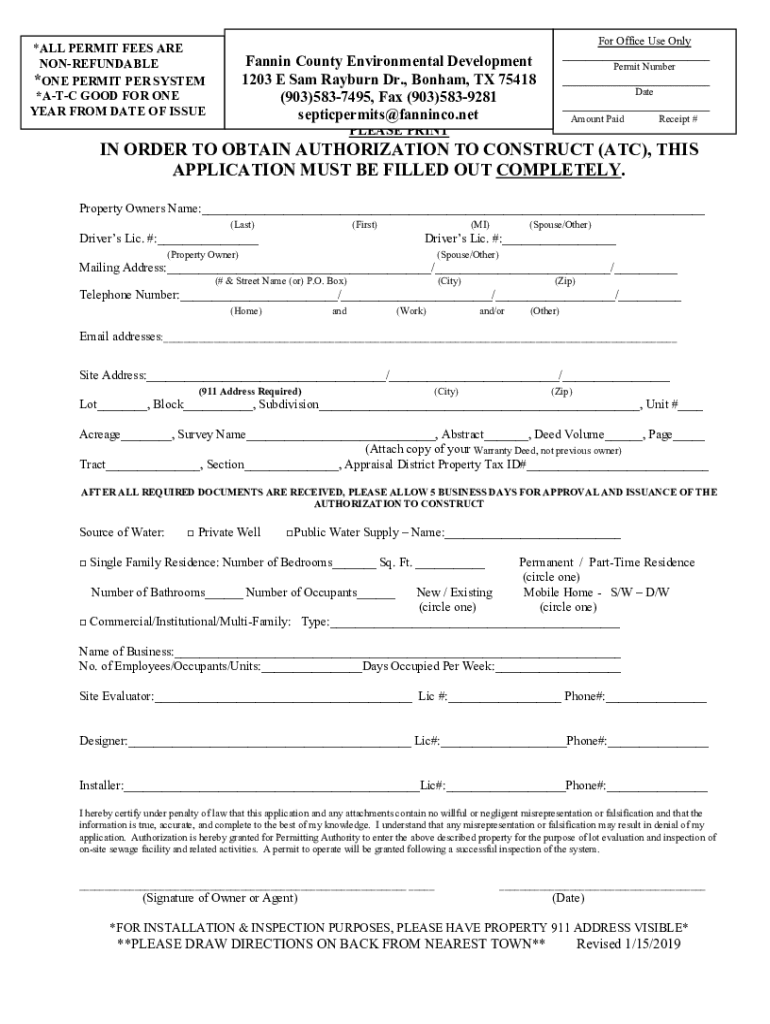 Fillable Online Procedures for an Application For Septic Permit - Lake of Bays Fax Email Print ...