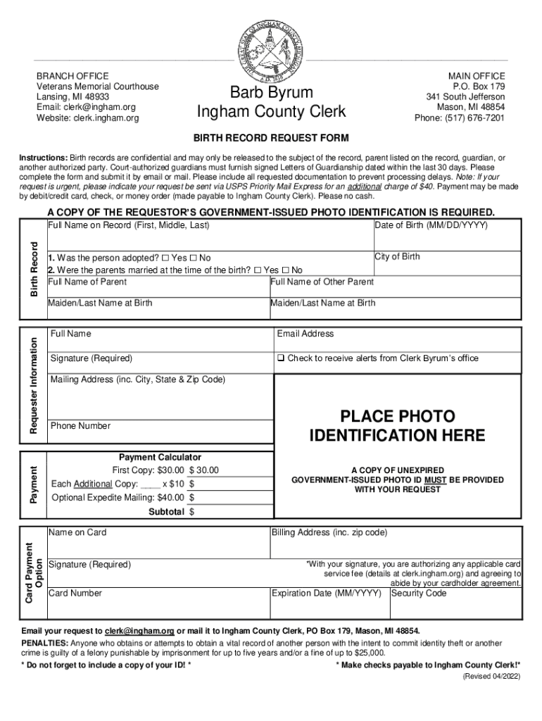 Fillable Online Ingham County Clerk announces temporary closure of ...