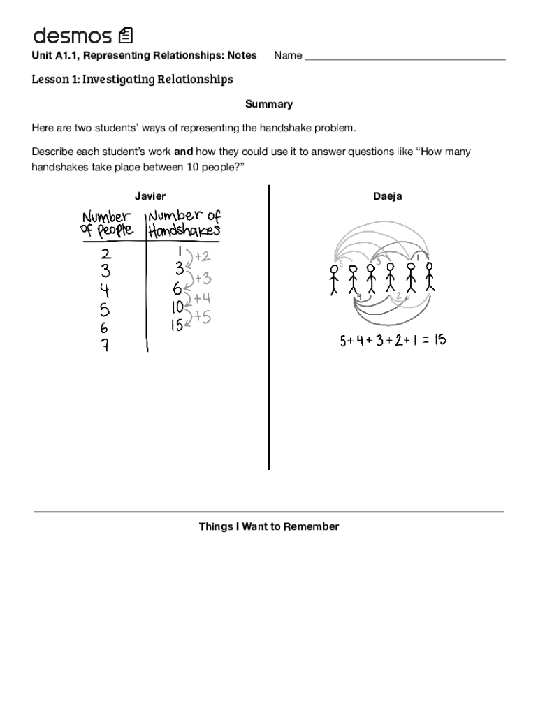 Fillable Online Number of Handshakes at a Party - Problem 1 ...