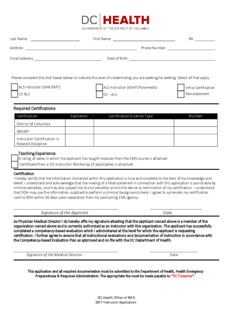 Fillable Online dchealth dc EMS Personnel Search Form Fax Email Print ...