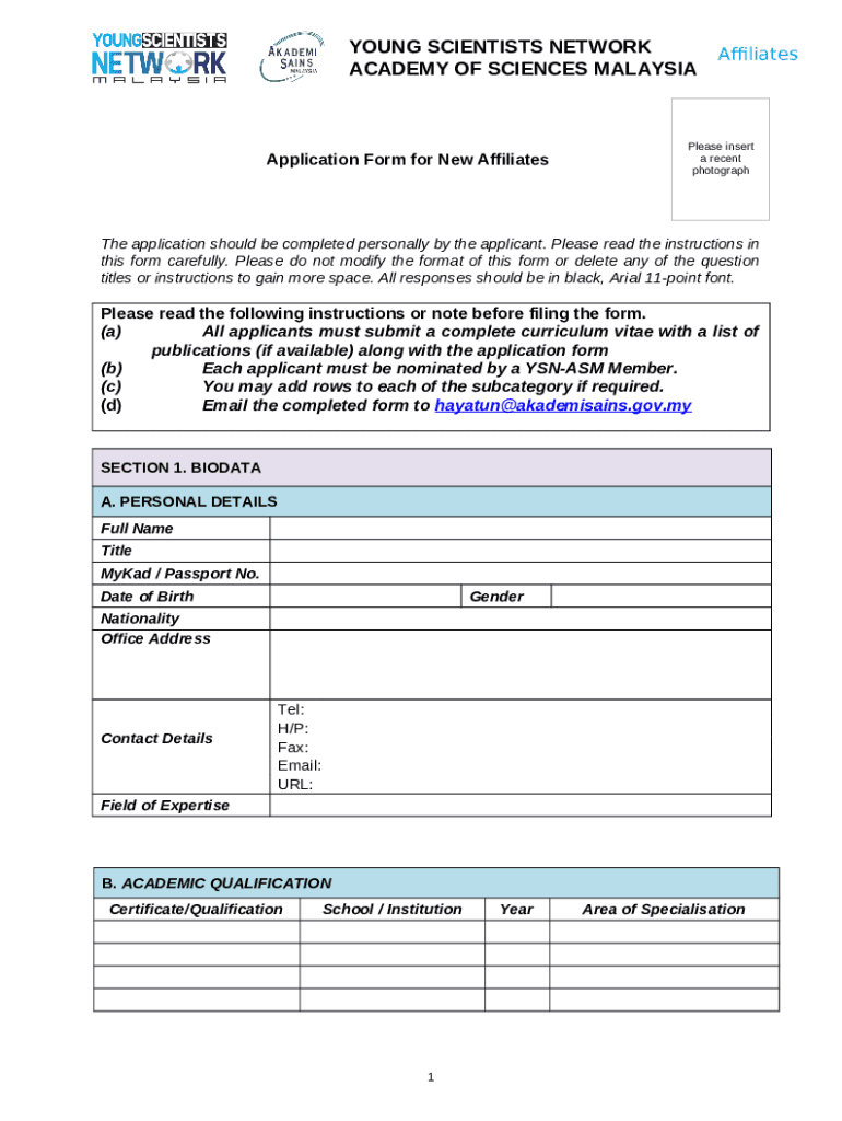 Application for New Affiliates Doc Template | pdfFiller