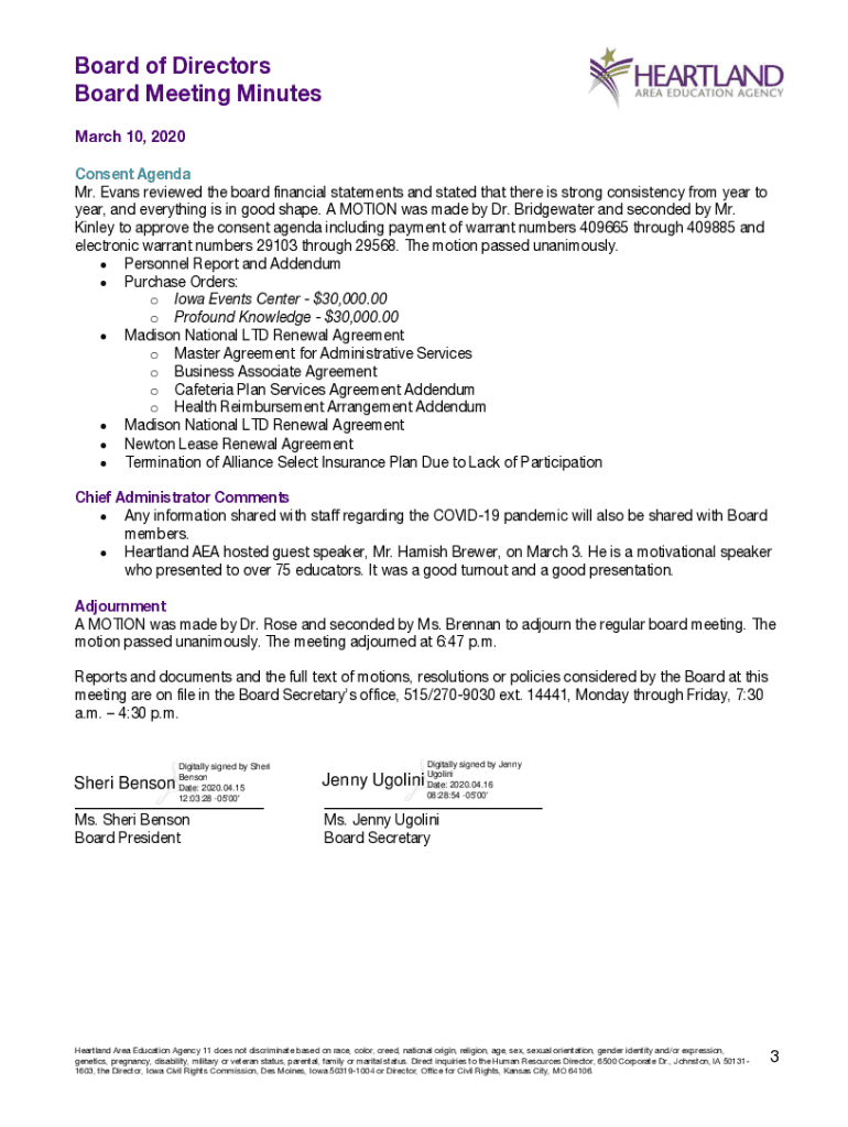Fillable Online Sheri Benson, president, called the work session of the ...