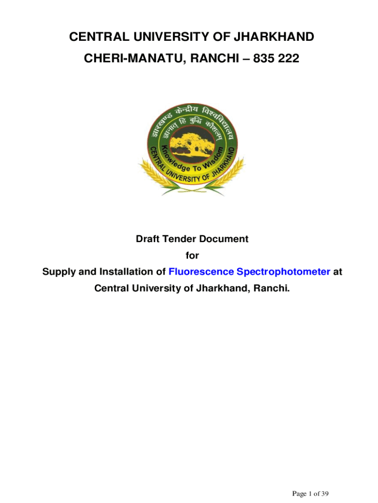Fillable Online Draft Tender Document for Supply and Installation of ...