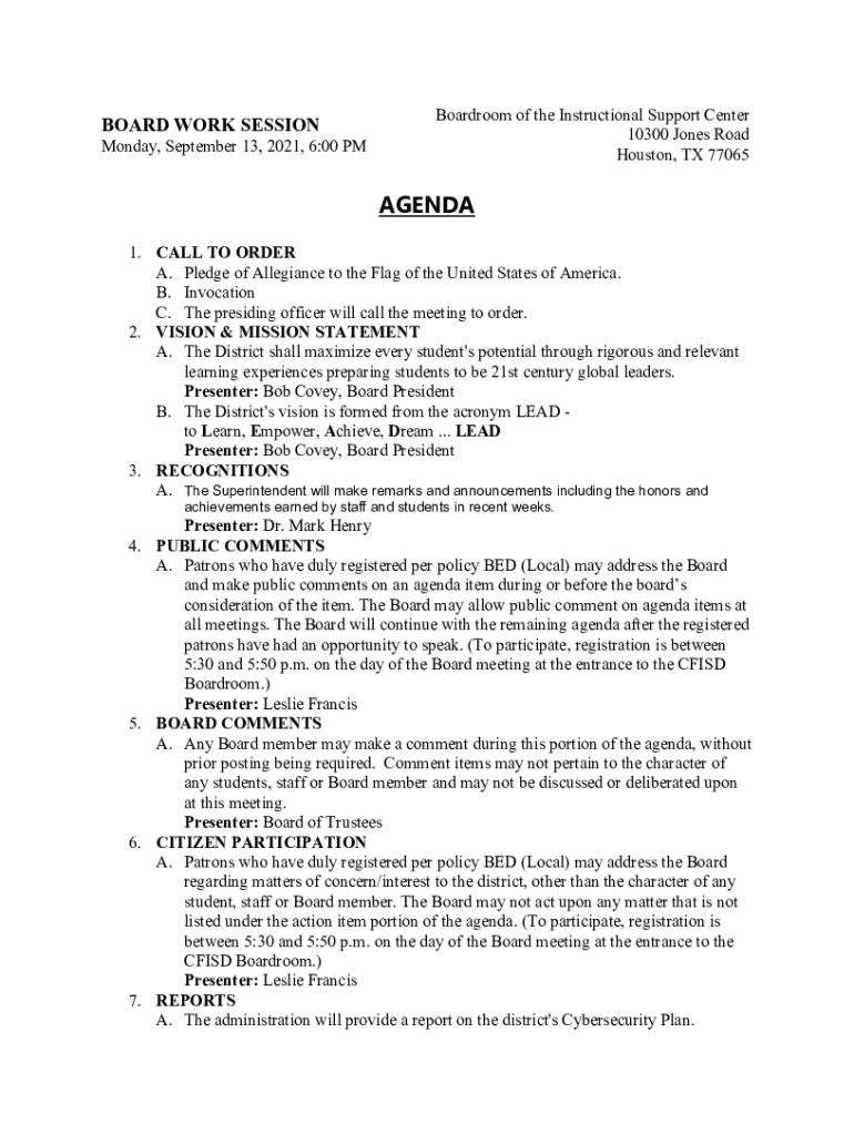 Fillable Online Cypress-Fairbanks Independent School District / CFISD ...