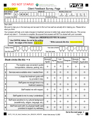 Fillable Online Adult Feedback Survey Form ENGLISH Fax Email Print ...