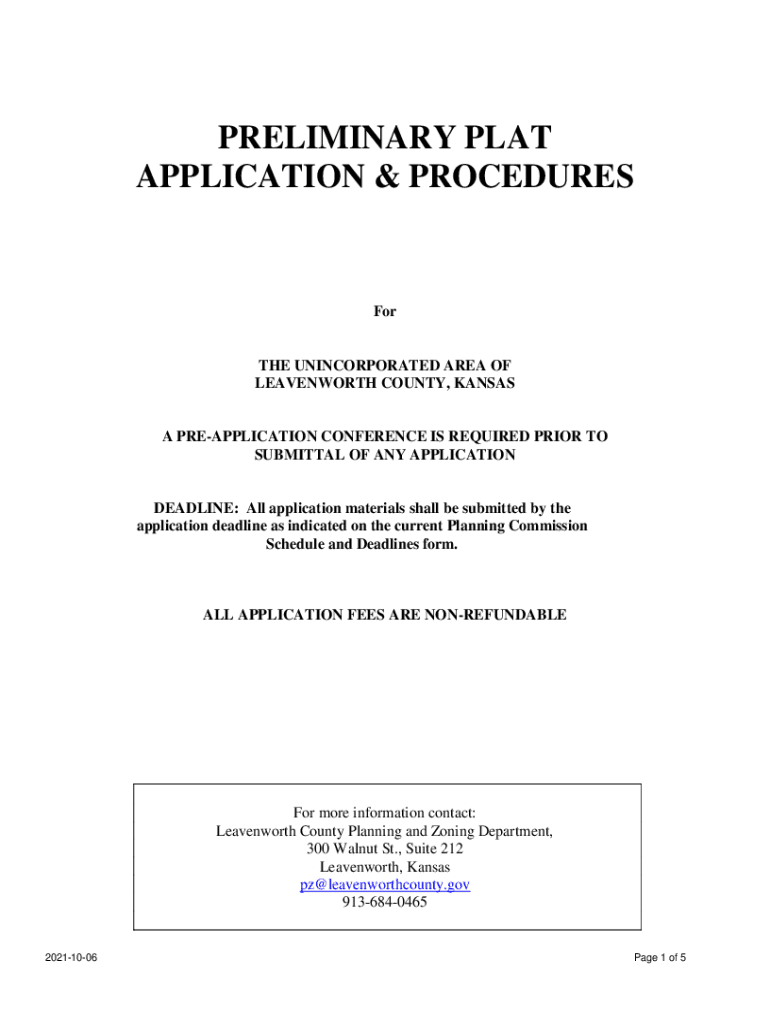 Fillable Online Preliminary Plat Application and ChecklistCity of ...