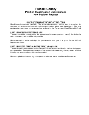 Fillable Online Position Classification Questionnaire New Position Request Fax Email Print ...