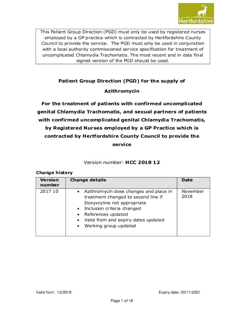 Fillable Online This Patient Group Direction (PGD) must only be used by ...