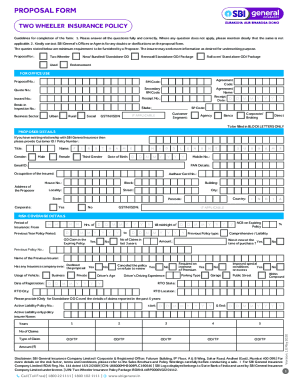 Fillable Online proposal form - two wheeler insurance policy Fax Email ...