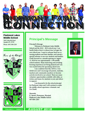 Fillable Online Piedmont Lakes Middle School - Orange County Public ...