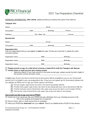 Fillable Online 2021 Tax Preparation Checklist Fax Email Print - pdfFiller