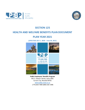 Fillable Online pebp state nv SECTION 125 HEALTH AND WELFARE BENEFITS ...