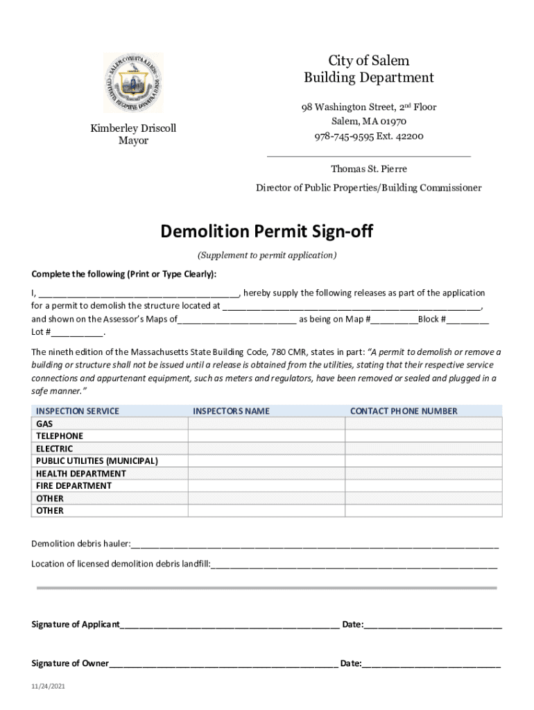 Fillable Online Inspectional Services (Building Department / Public ...