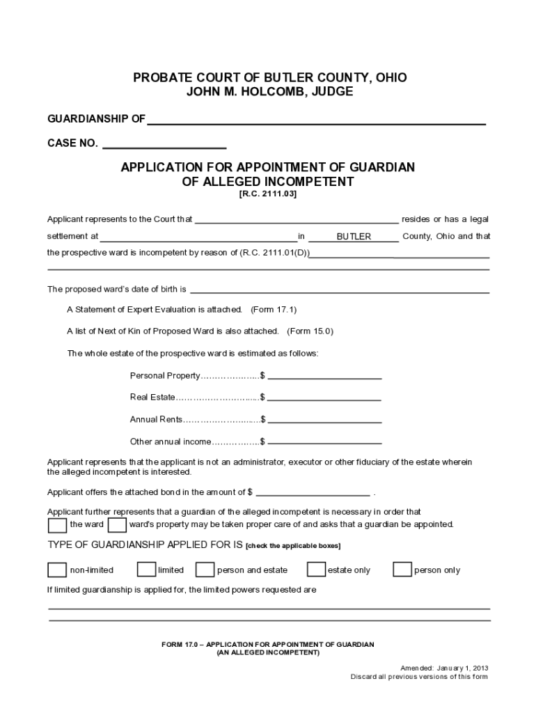 Fillable Online application for appointment of guardian of minor Fax ...