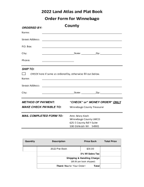 Fillable Online 2022 Land Atlas and Plat Book Order Form for Winnebago ...