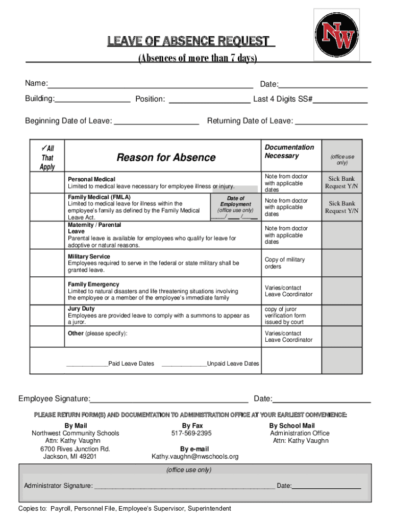 Fillable Online How to Write a Leave of Absence Letter (With Example) - Indeed Fax Email Print ...