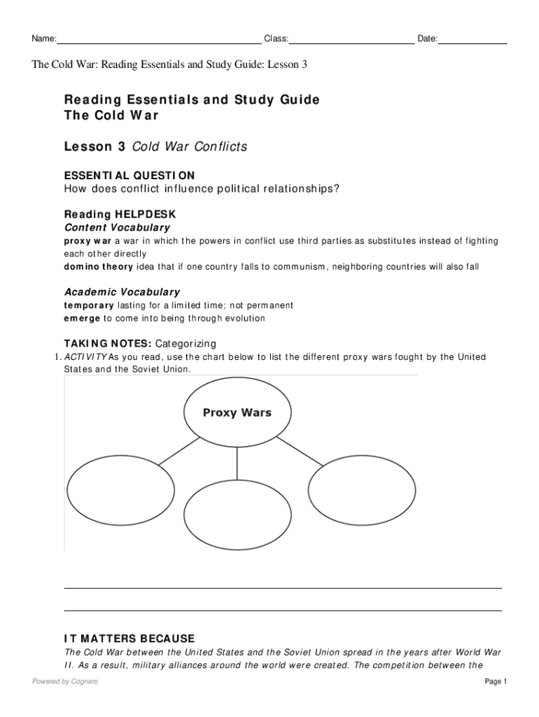Fillable Online Reading Essentials and Study Guide: The Cold War Fax ...