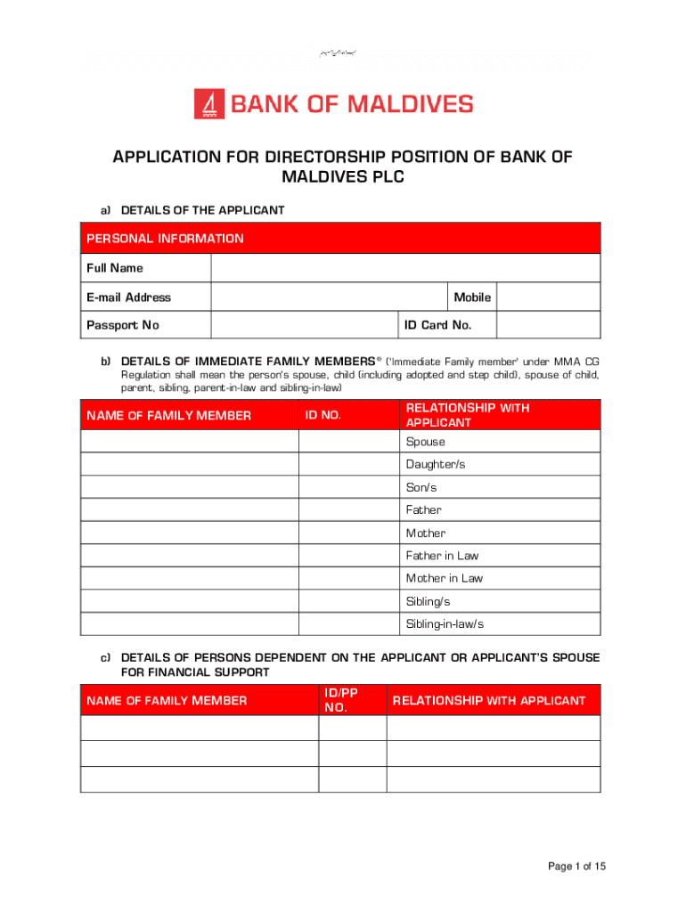Fillable Online APPLICATION FORM FOR THE POSITION OF THE ... - MIB Fax ...