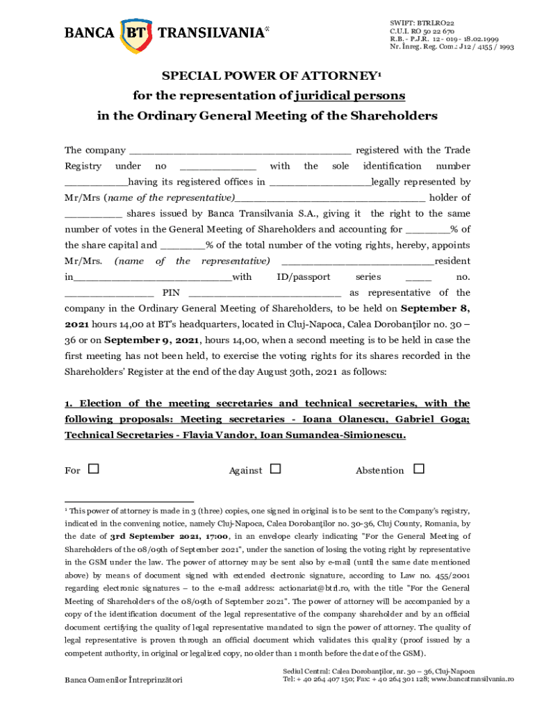 Fillable Online SPECIAL POWER OF ATTORNEY1 for the representation of ... Fax Email Print - pdfFiller