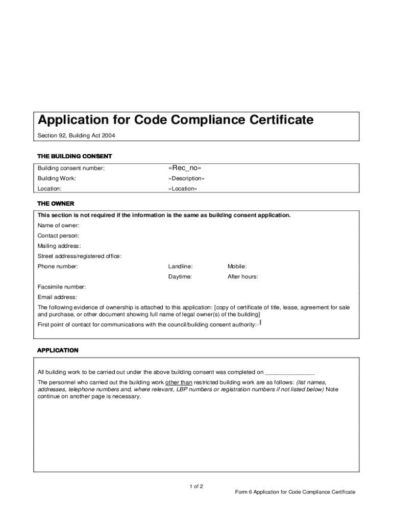 Fillable Online Code Compliance Certificate Application Form - PDF - Yumpu Fax Email Print ...