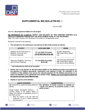Fillable Online 1. Bid Bulletin No. 1AMWOP ASD (Postal Operations ...