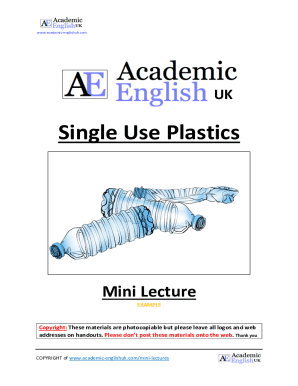 Fillable Online Single use plastics mini lecture EXAMPLE Book 1 AEUK .docx Fax Email Print ...