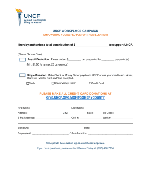 Fillable Online Workplace Campaign Donor Contribution Form - Donate ...