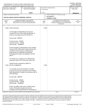 Fillable Online Statement of Deficiency and Plan of correction Fax ...