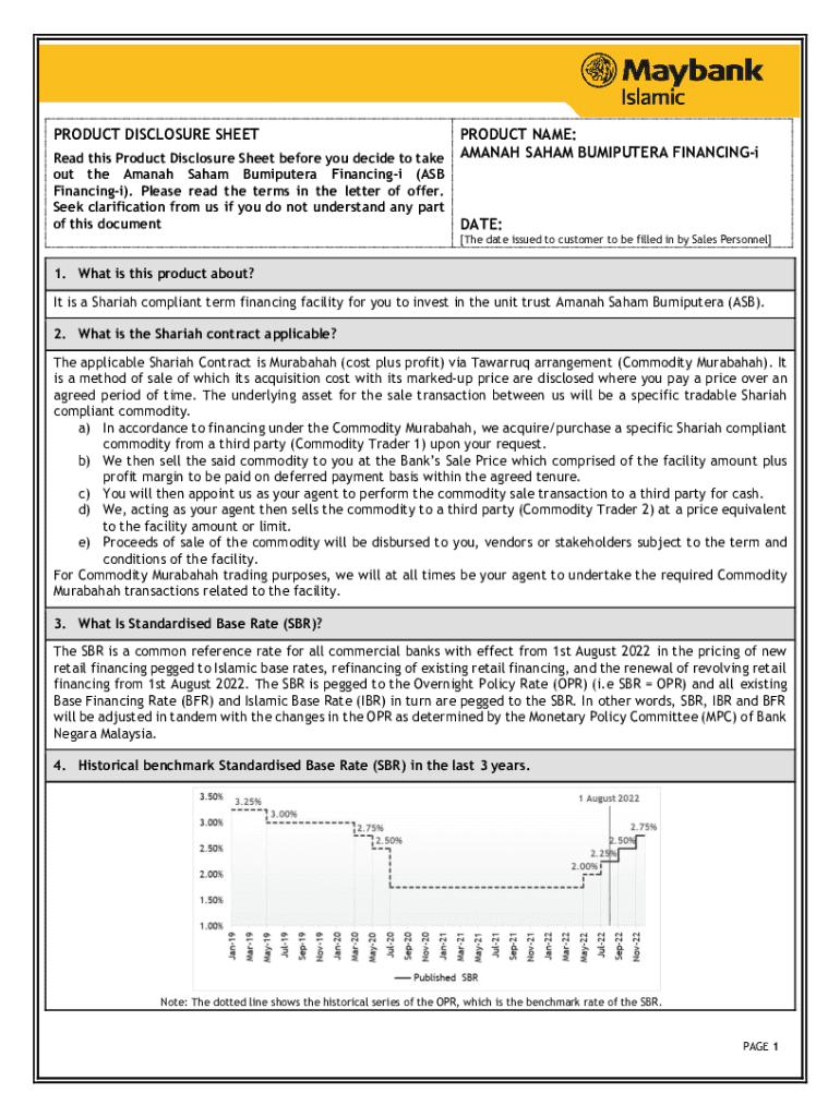 Fillable Online Product Disclosure Sheet - ASB Financing-i Fax Email ...