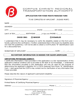 Fillable Online APPLICATION FOR REDUCED FARE (Long Form) Fax Email ...