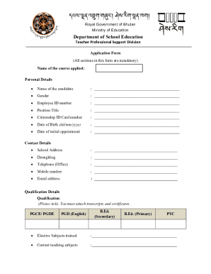 Fillable Online Application form - Ministry of Education Fax Email ...