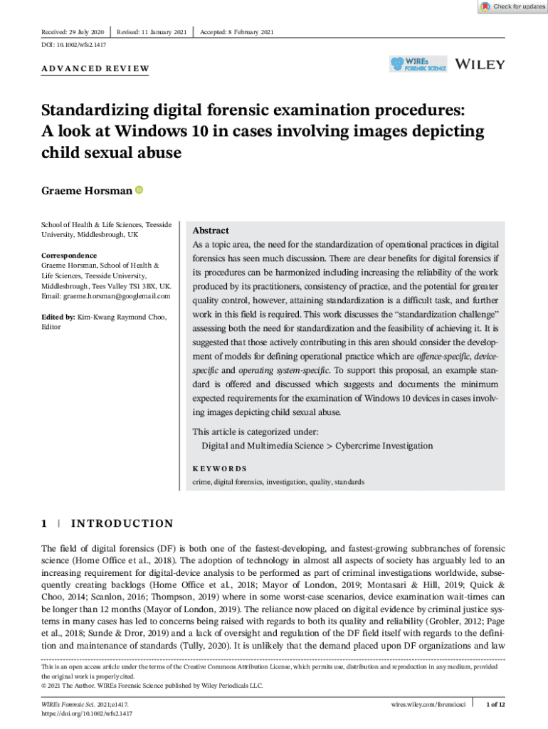 Fillable Online Forensic Spotlight: Digital Forensic Examination - A ...