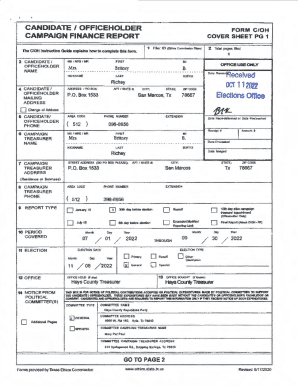 Fillable Online Fillable FORM C/OH: CANDIDATE / OFFICEHOLDER ... - Fill ...