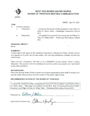 Fillable Online Adopt a resolution accepting easement deed for water ...