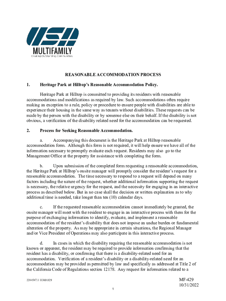 Fillable Online Reasonable Accommodation Policy (Exhibit A to CSEA ...