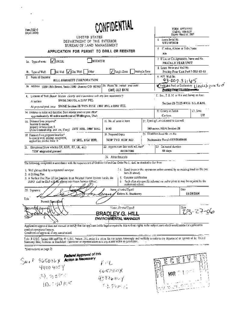 Fillable Online APPLICATION FOR PERMIT TO DRILL OR REENTER BLM ... Fax ...