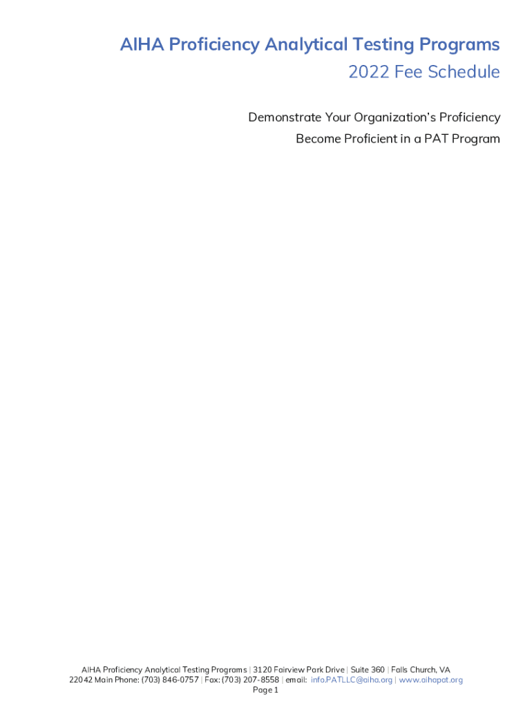 Fillable Online Proficiency Analytical Testing Programs - AIHA PAT ...