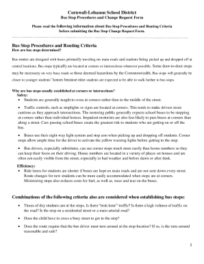 Fillable Online Bus Stop Procedures and Change Request Form Fax Email ...