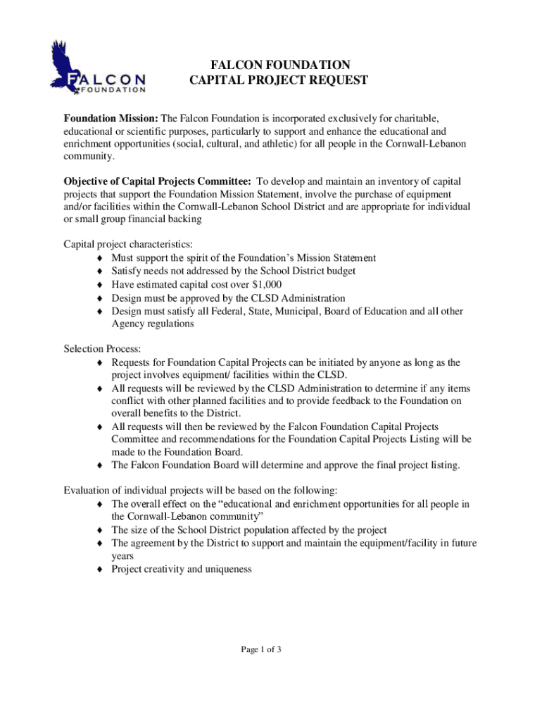 Fillable Online CAPITAL PROJECT REQUEST Fax Email Print - pdfFiller